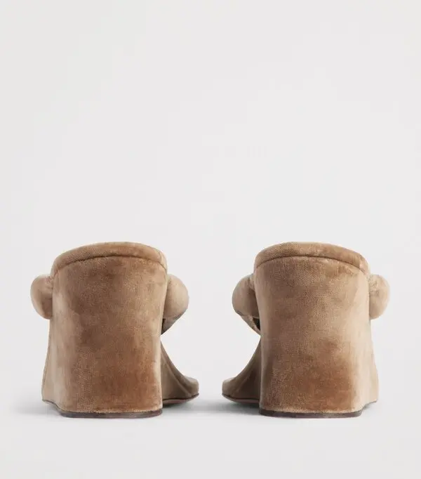 Balenciaga Velvet Wedge Thong Sandals - Brown