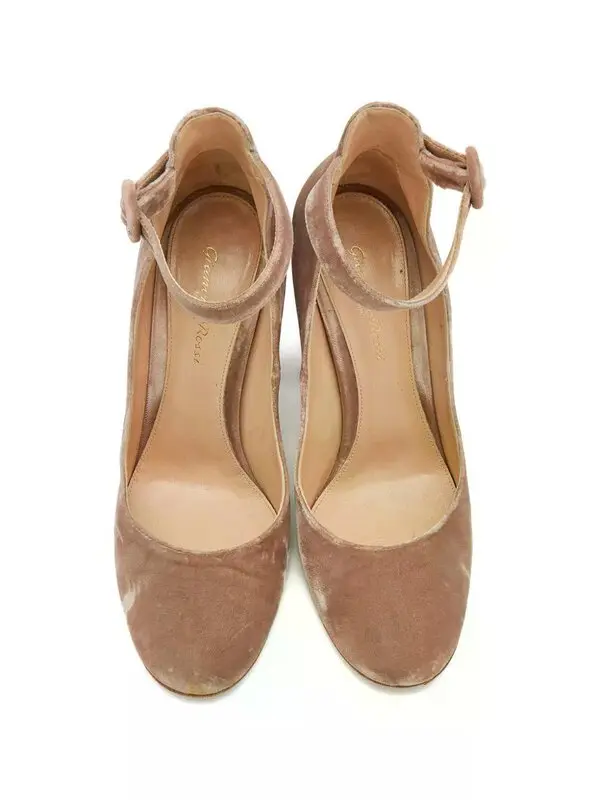 GIANVITO ROSSI Block Heel Ankle Strap Pumps