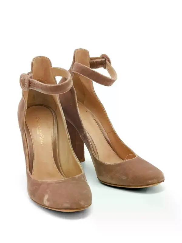 GIANVITO ROSSI Block Heel Ankle Strap Pumps
