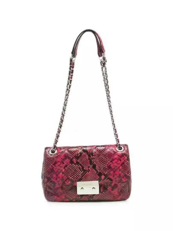 Michael Kors Tribeca Python-embossed Shoulder Bag - Pink
