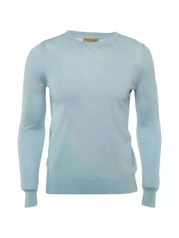 Burberry Merino Wool Crew Neck Sweatshirt With Check Elbow Patches