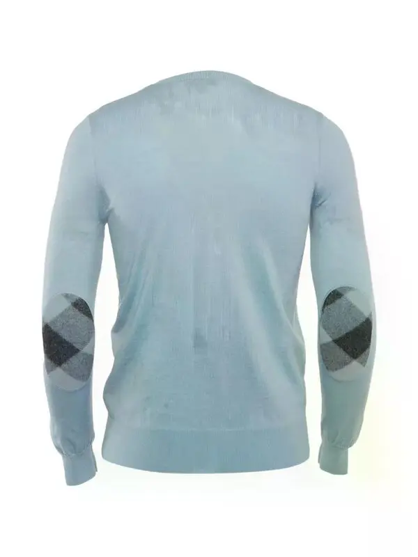 Burberry Merino Wool Crew Neck Sweatshirt With Check Elbow Patches