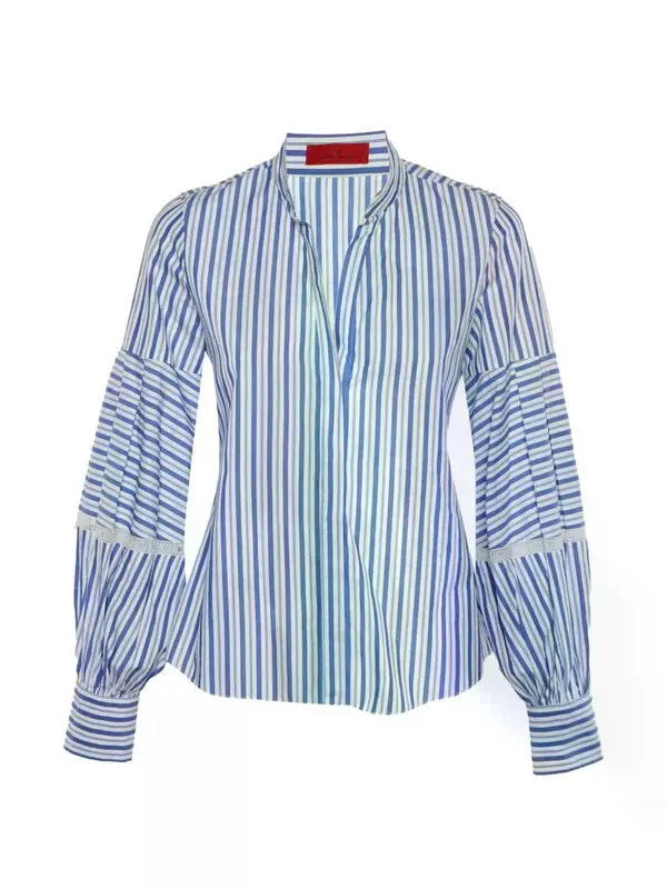 Carolina Herrera Striped Lace-trim Blouse - Blue