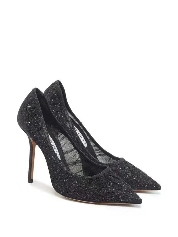 JIMMY CHOO Glitter Detail Mesh Pointed Toe Pumps
