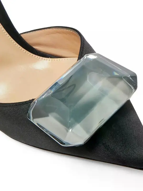 GIANVITO ROSSI Satin Crystal-embellished Ankle Strap Pumps - Black