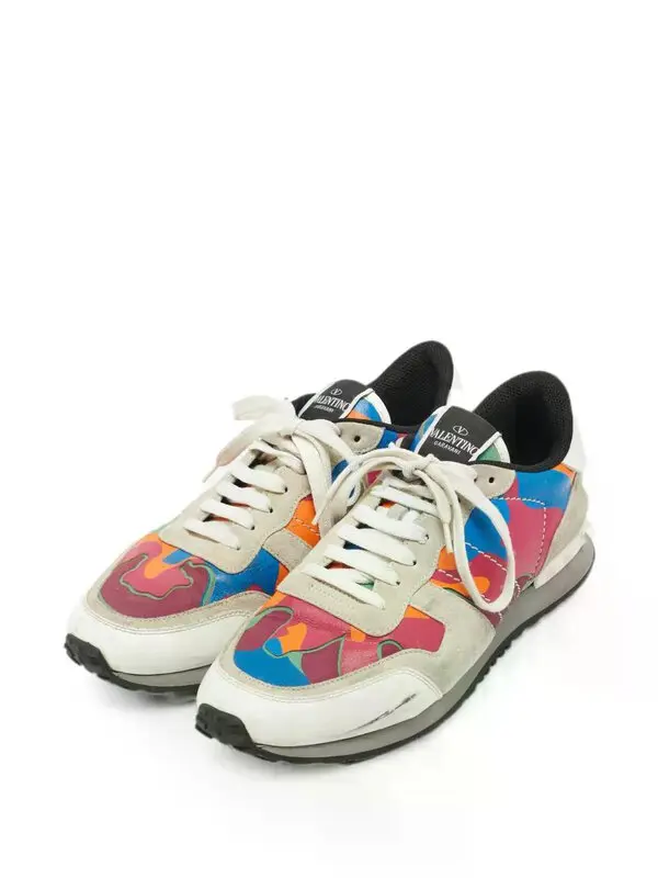 Valentino Garavani Rockrunner Camouflage Print Lace-up Sneakers - Grey