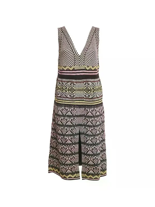 Missoni Lurex V-neck Maxi Dress With Patterned Design And Front Slit
