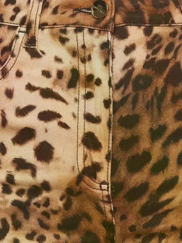 Elisabetta Franchi Leopard Print Denim Jeans