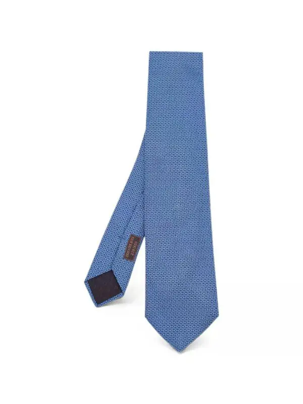 Hermès Printed Silk Neck Tie - Blue