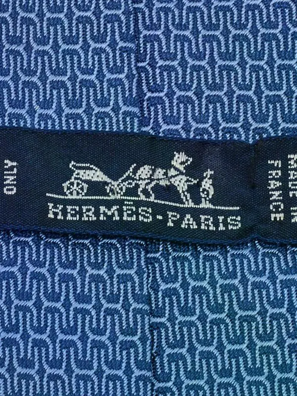 Hermès Printed Silk Neck Tie - Blue