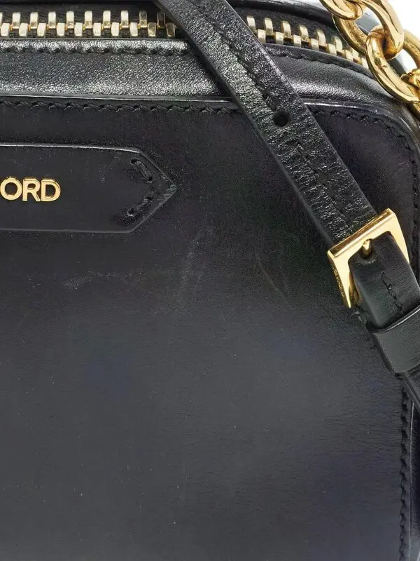 TOM FORD Leather Messenger Bag With Chain Detail