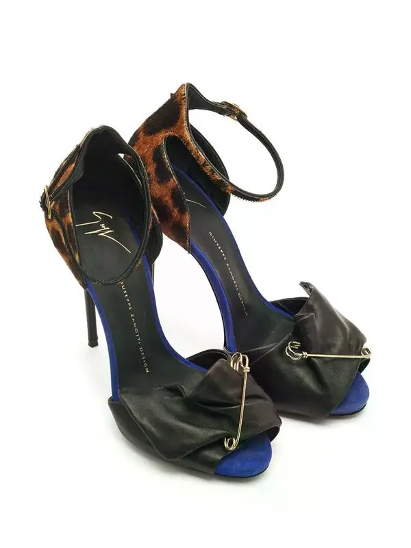 GIUSEPPE ZANOTTI Leather Sandals With Safety Pin Detail - Black