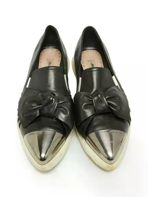 Miu Miu Leather Bow Detail Loafers