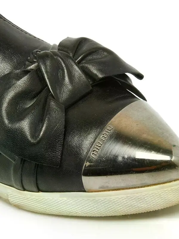 Miu Miu Leather Bow Detail Loafers