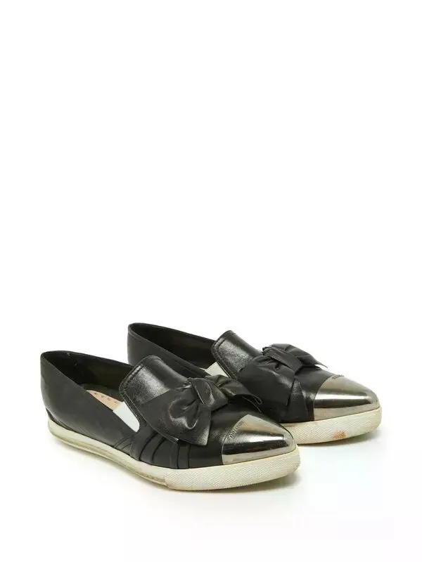Miu Miu Leather Bow Detail Loafers