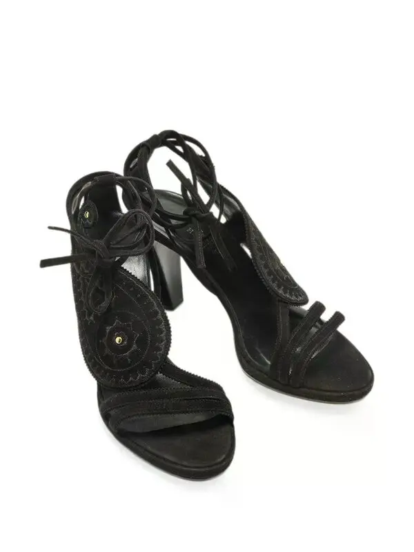 Hermès Embroidered Paisley Ankle-tie Sandals