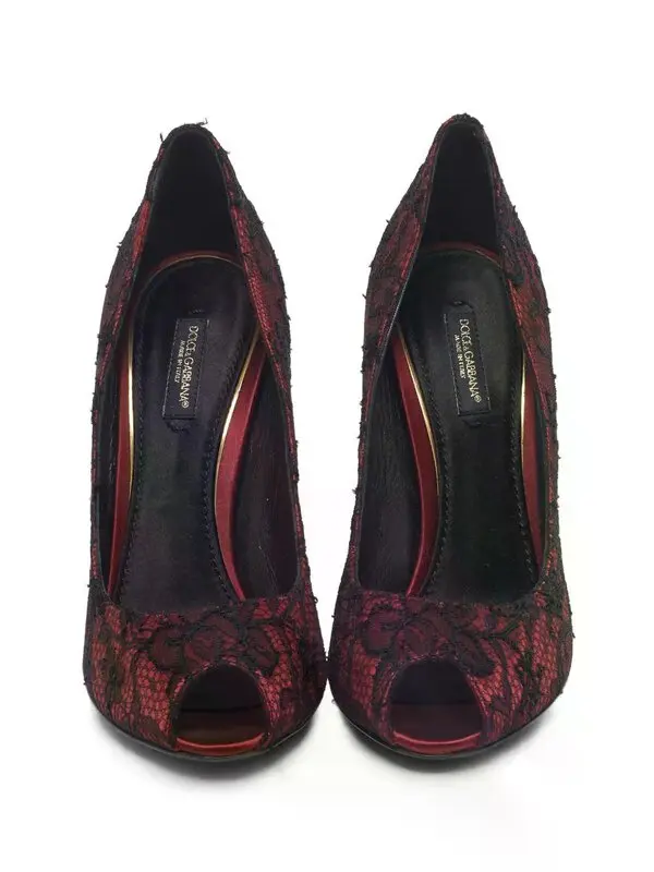 Dolce & Gabbana Lace Peep-toe Pumps - Red