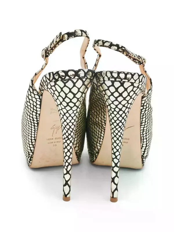 GIUSEPPE ZANOTTI Sharon Python-embossed Slingback Sandals