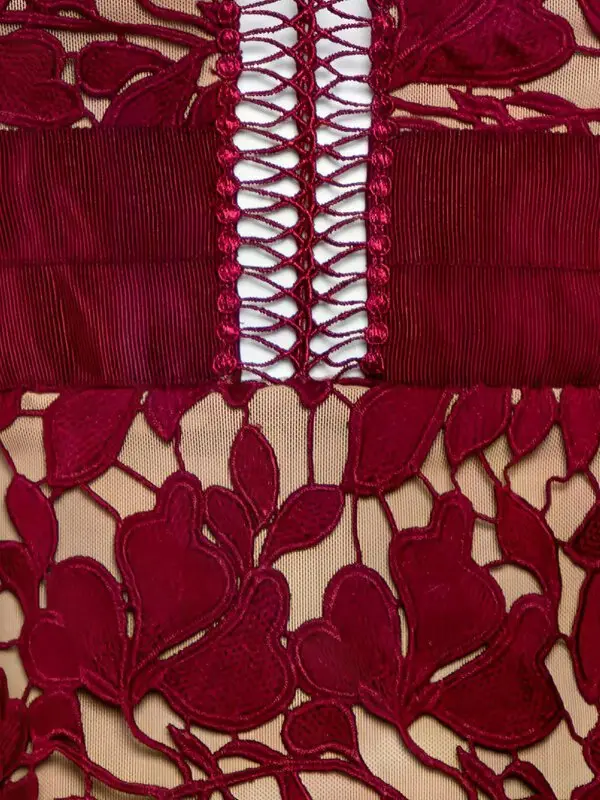 SELF-PORTRAIT Burgundy Floral Lace Mini Dress