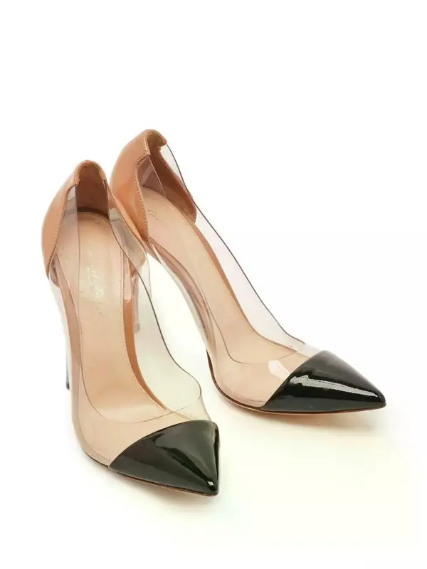 GIANVITO ROSSI Plexi Pointed-toe Pumps - Neutrals