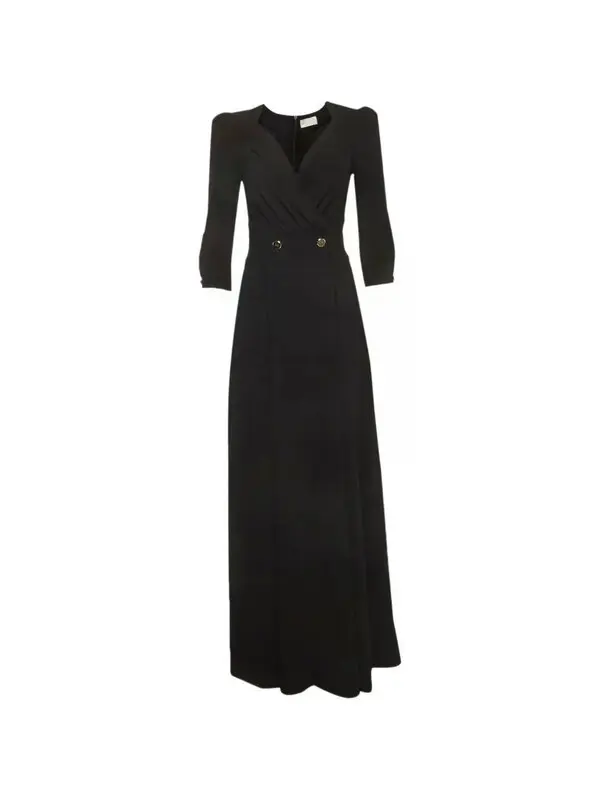 Elisabetta Franchi Crepe Sweetheart Neck Wrap Maxi Dress - Black