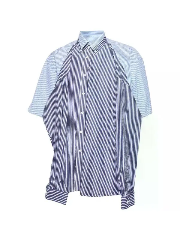 Balenciaga 2018 Double Pinstripe Oversized Shirt - Blue