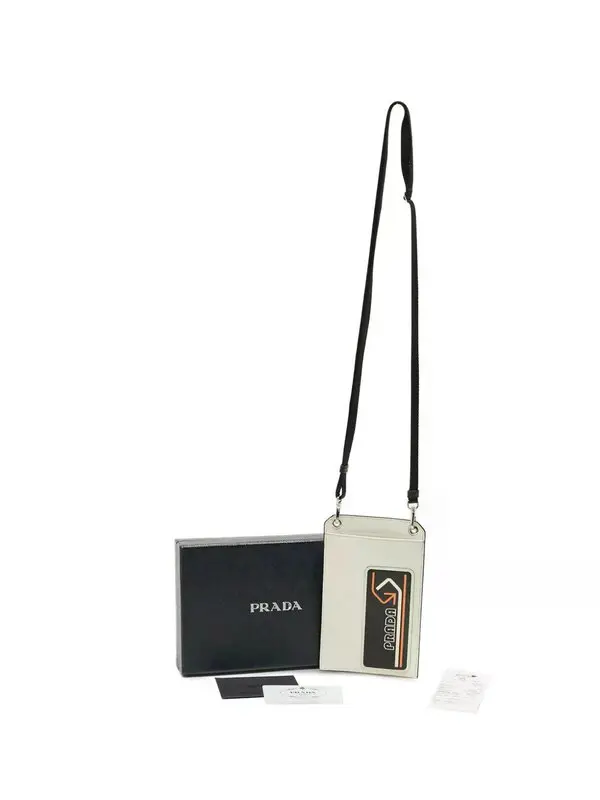 Prada Saffiano Logo Patch Phone Pouch