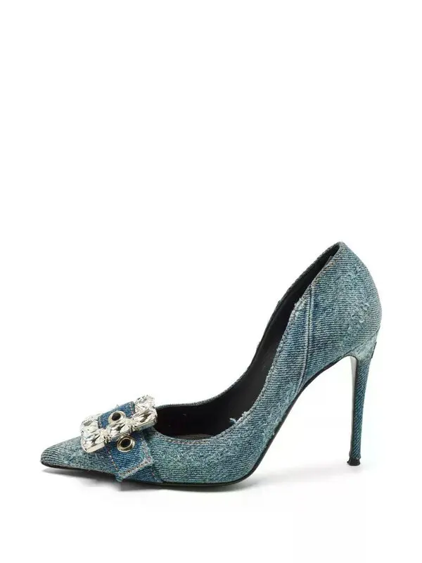 Dolce & Gabbana Bellucci Buckle-detail Denim Pumps - Blue