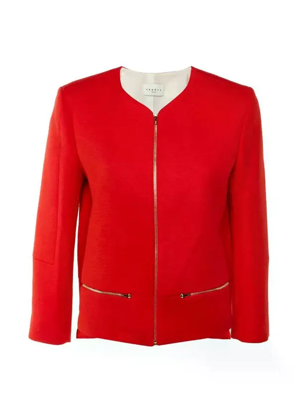 Sandro Zip-front Textured Cotton Jacket