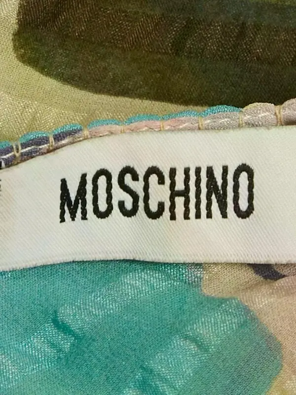 Moschino Printed Sheer Ruffle-sleeve Top