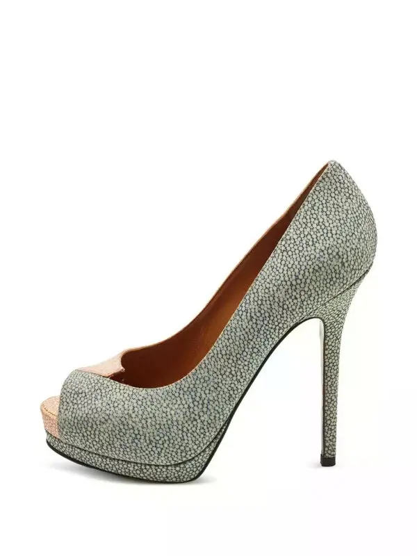Fendi Stingray Peep-toe Stiletto Pumps - Grey