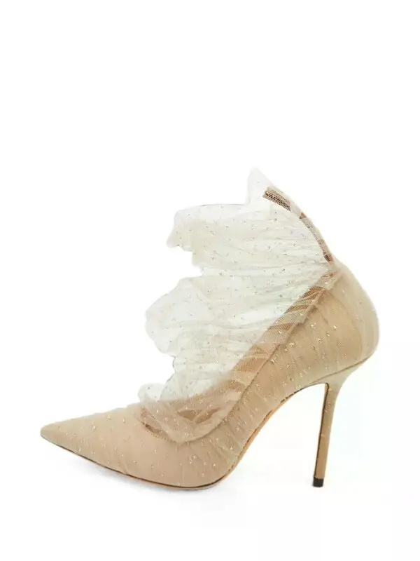 JIMMY CHOO Lavish Glittered Mesh Pumps - Neutrals