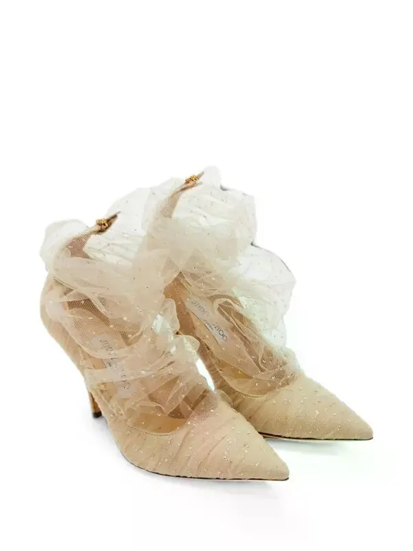 JIMMY CHOO Lavish Glittered Mesh Pumps