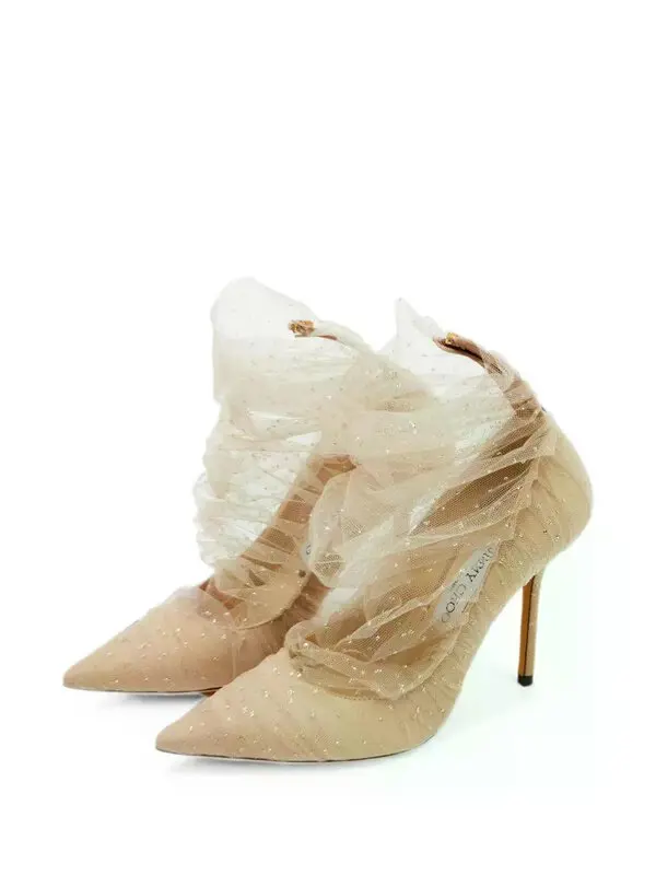 JIMMY CHOO Lavish Glittered Mesh Pumps