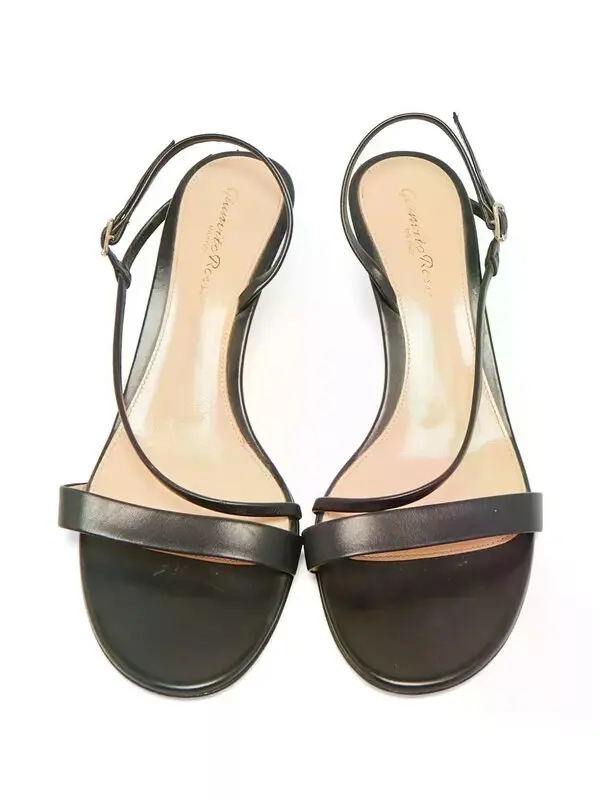 GIANVITO ROSSI Leather Buckle-fastening Kitten Heel Sandals - Black