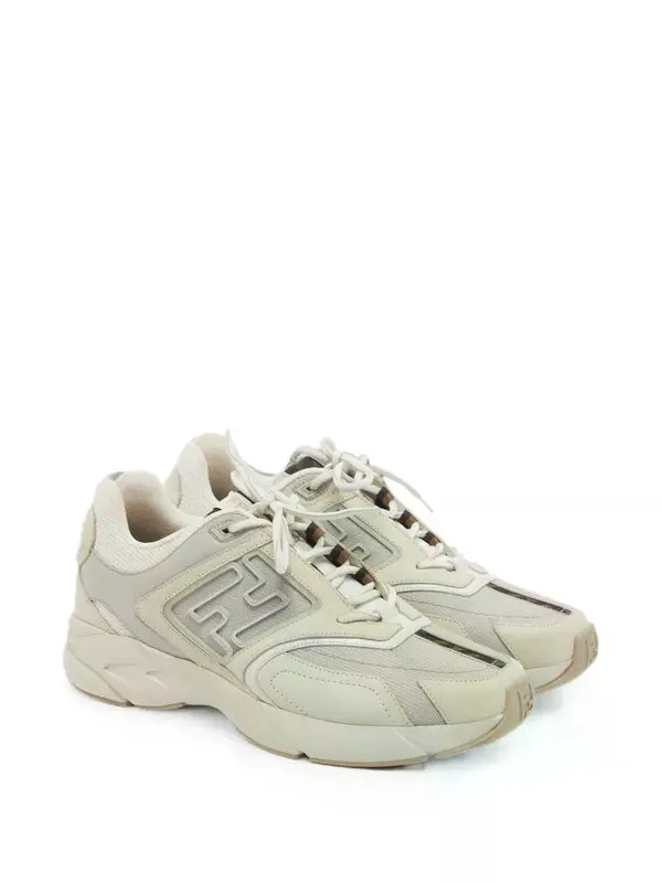 Fendi Canvas And Leather Panel "faster" Sneakers