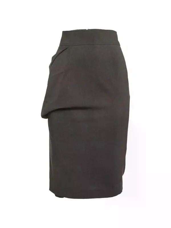 Brunello Cucinelli Wool Pencil Mini Skirt With Draped Detail