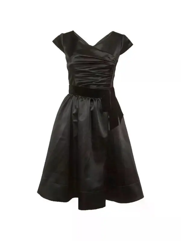ARMANI Draped Velvet-trimmed Mini Dress - Black