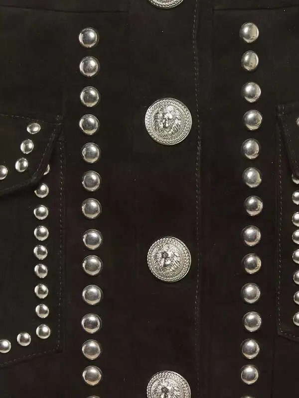 Balmain Embellished Suede Mini Skirt