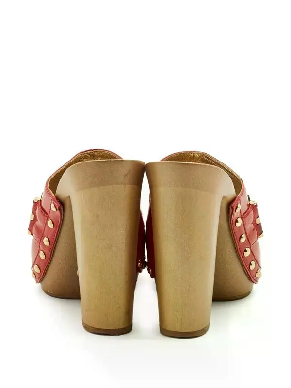 Dolce & Gabbana Studded Patent Leather Block Heel Sandals
