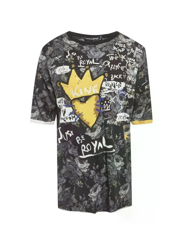 Dolce & Gabbana Graphic-print Longline T-shirt - Black
