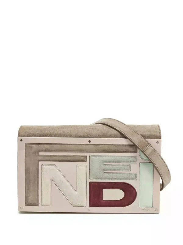 Fendi Suede Logo Clutch Bag