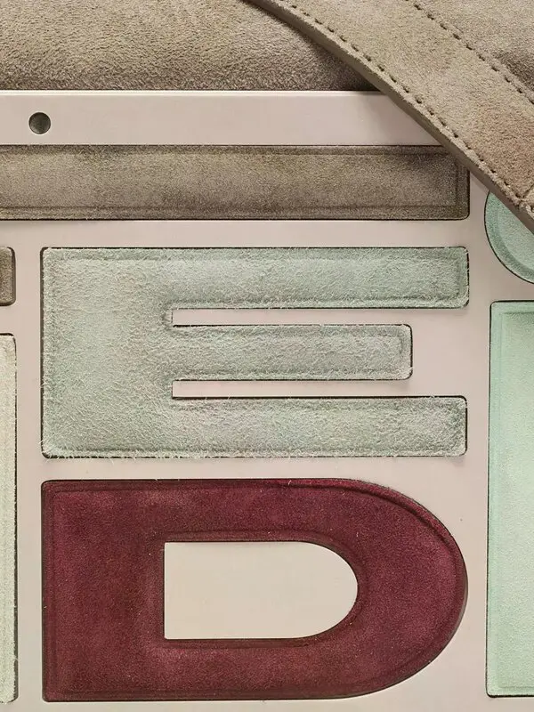 Fendi Suede Logo Clutch Bag