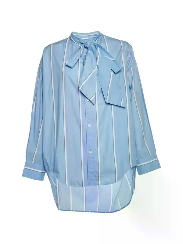 Balenciaga Striped Pussy-bow Shirt - Blue