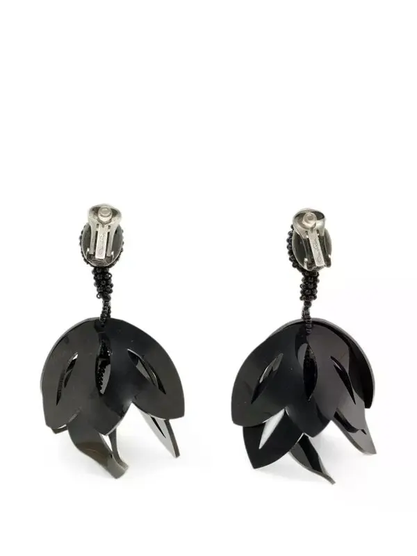 Oscar De La Renta Beaded Clip-on Earrings - Grey