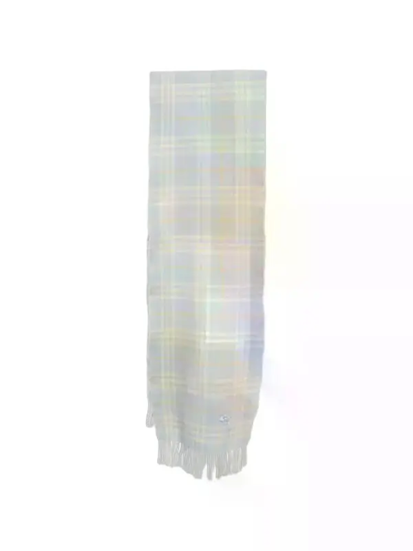 Burberry Checked-pattern Fringed-trim Scarf - Blue