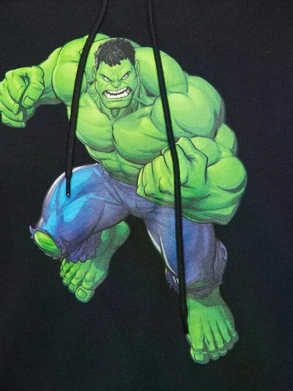 Balenciaga X Marvel Hulk Print Oversized Hoodie - Black