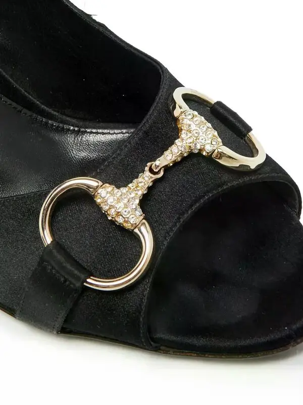 Gucci Satin Horsebit Embellished Peep-toe Pumps