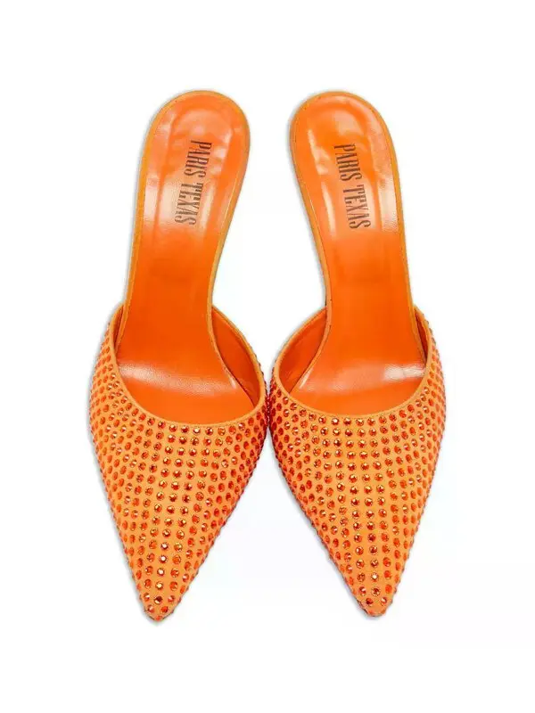 Paris Texas Hollywood Crystal-embellished Suede Heeled Mules