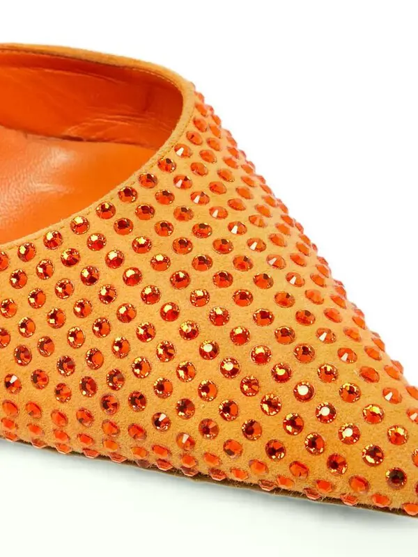 Paris Texas Hollywood Crystal-embellished Suede Heeled Mules